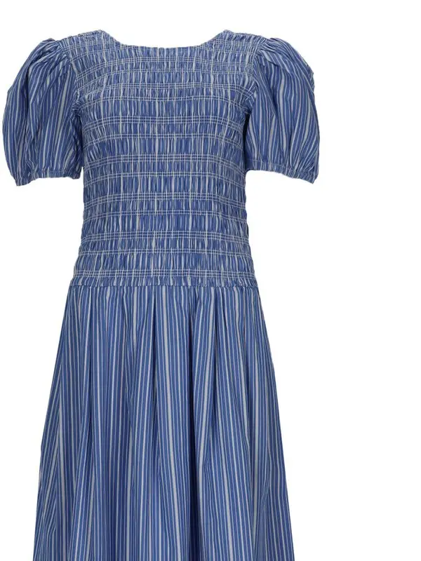 GANNI Striped Cotton Dress