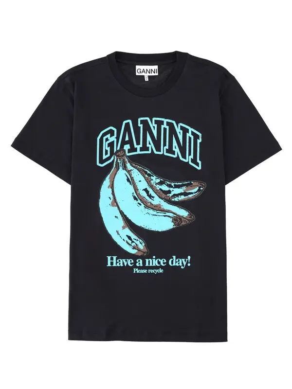 GANNI Printed T-shirt - Black