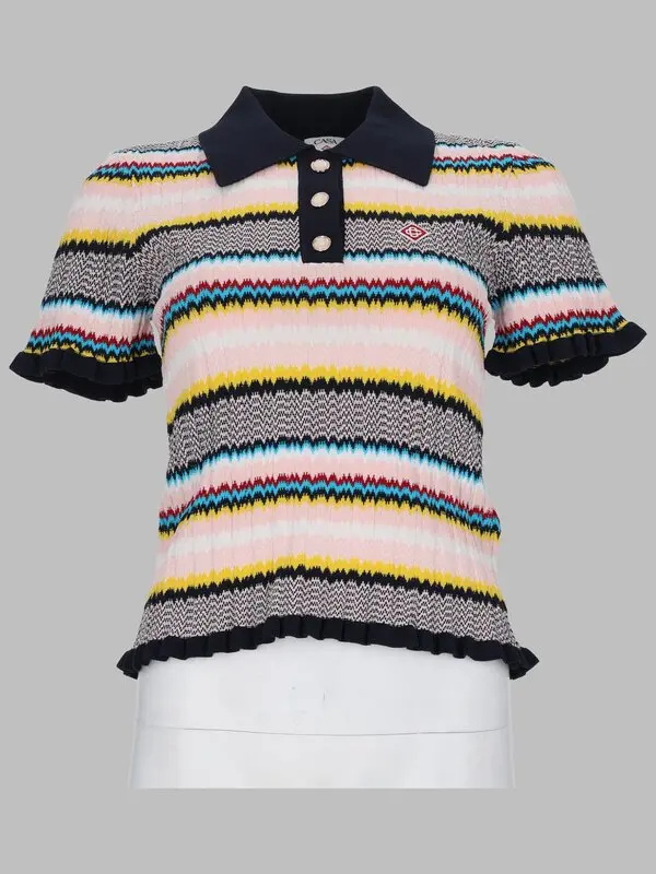 Casablanca Maglia Polo Con Motivo Chevron
