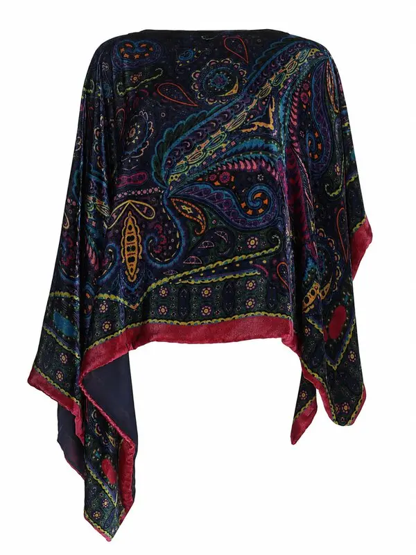 Etro Poncho Asimmetrico Con Stampa Paisley