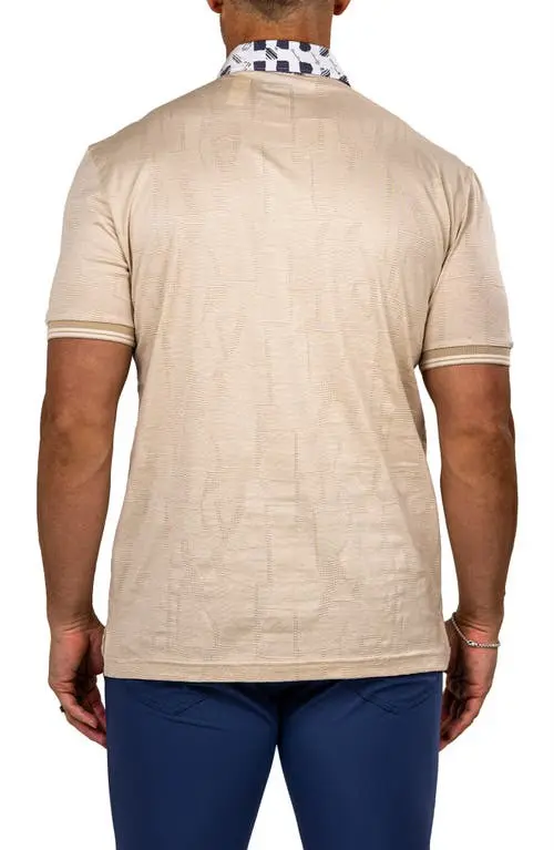 MACEOO Marthyr Textured Contrast Collar Cotton Polo