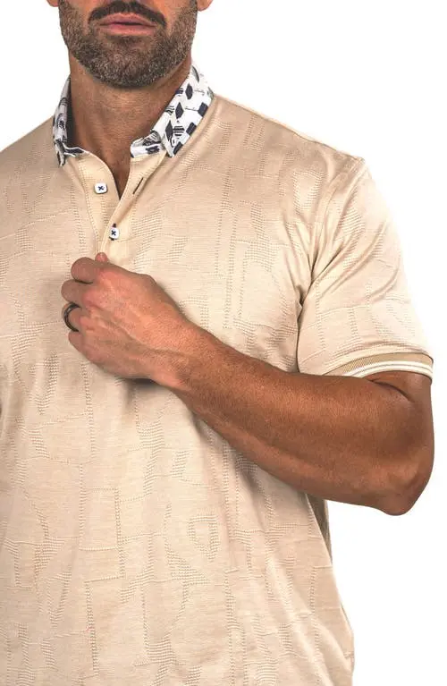 MACEOO Marthyr Textured Contrast Collar Cotton Polo