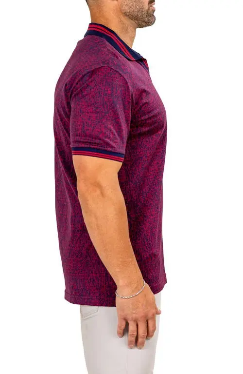 MACEOO Marthyr Grid Print Johnny Collar Cotton Polo