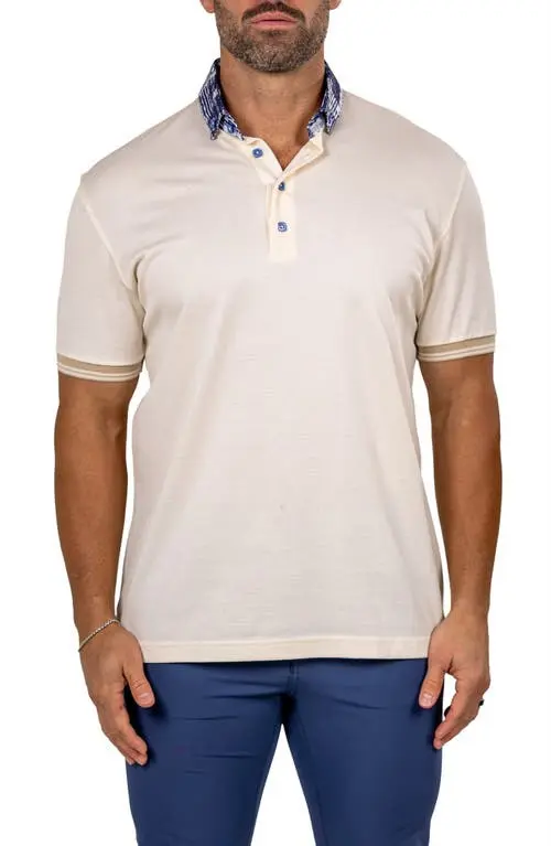 MACEOO Marthyr Textured Contrast Collar Cotton Polo