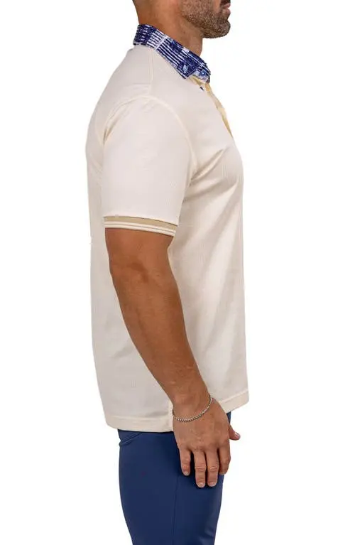 MACEOO Marthyr Textured Contrast Collar Cotton Polo