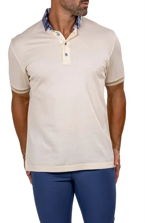 MACEOO Marthyr Textured Contrast Collar Cotton Polo