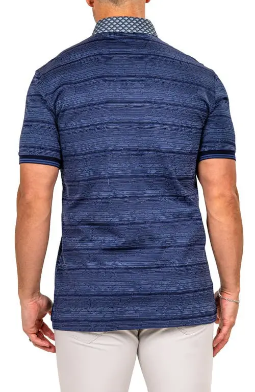 MACEOO Marthyr Stripe Contrast Collar Cotton Polo