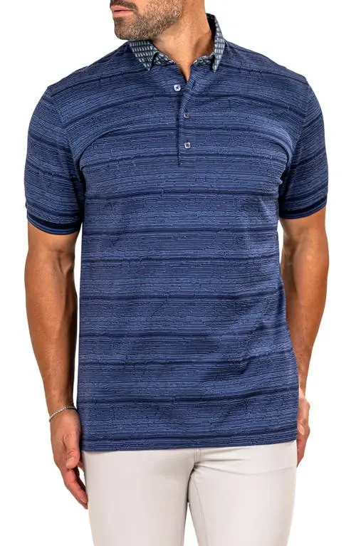 MACEOO Marthyr Stripe Contrast Collar Cotton Polo