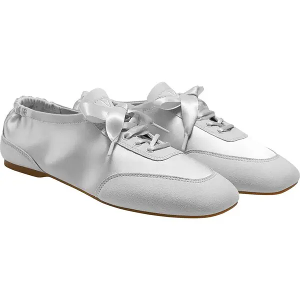 Vivaia Cristina Square-toe Satin Lace-up Ballerina Sneakers - Grey Silver
