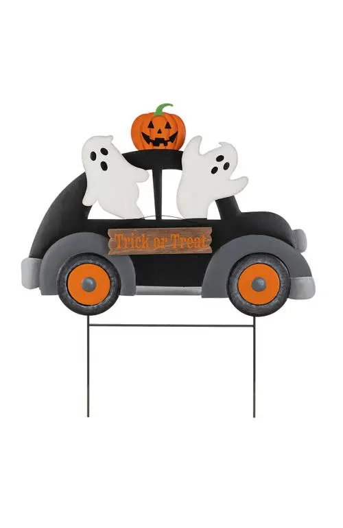 GLITZHOM 24"h Halloween Metal Ghost Car Yard Stake
