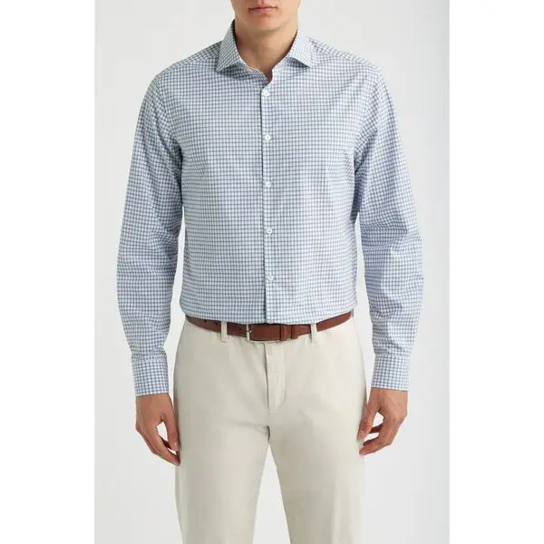 Canali Regular Fit Windowpane Cotton Button-up Shirt