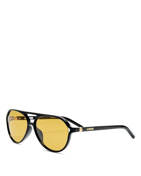 Jacquemus Pastro Aviator Sunglasses, 57mm - Black