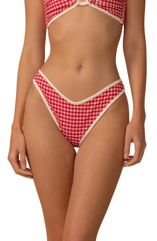 MONTCE Tori Micro Gingham Binded Swim Top - Red Micro Gingham