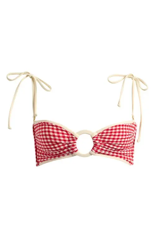 MONTCE Tori Micro Gingham Binded Swim Top - Red Micro Gingham