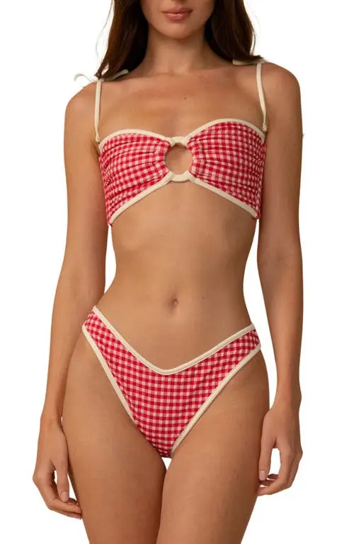 MONTCE Tori Micro Gingham Binded Swim Top - Red Micro Gingham