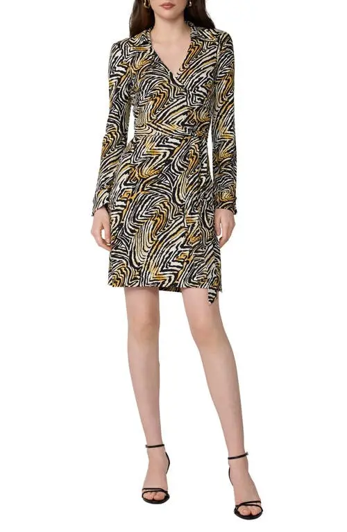 Diane Von Furstenberg Jeanne Abstract Zebra Print Silk Wrap Dress - Zebra Mini Wheat