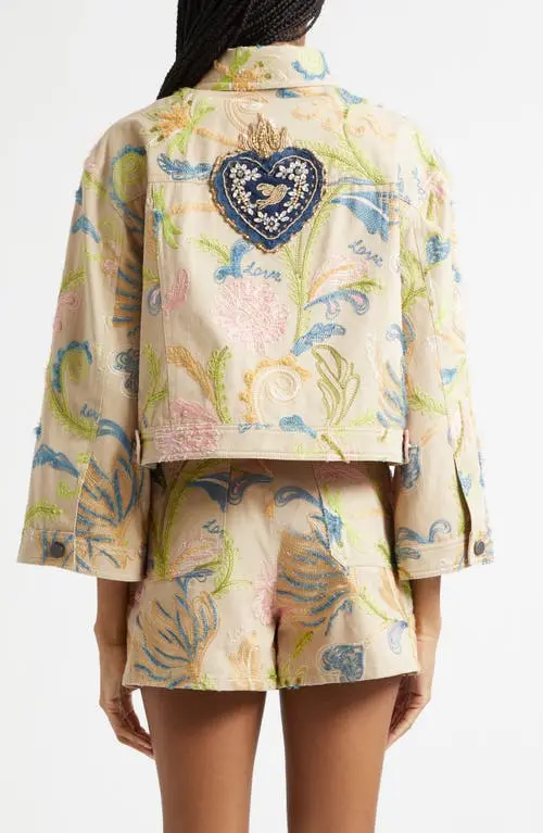 Cinq À Sept Addie Beaded Embroidered Detail Trucker Jacket