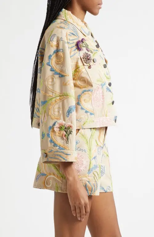 Cinq À Sept Addie Beaded Embroidered Detail Trucker Jacket
