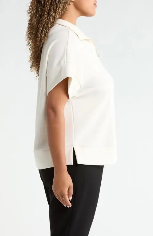 Bernardo Half Zip Short Sleeve Scuba Top