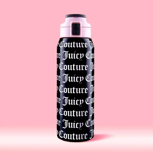 Juicy Couture Glam Getaway Hydration Stainless Steel Tumbler - Black Script