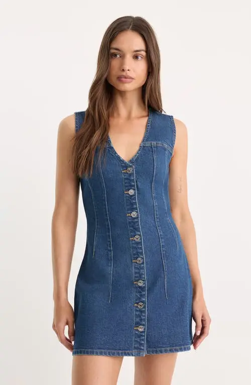 Good American Denim V-neck Mini Dress