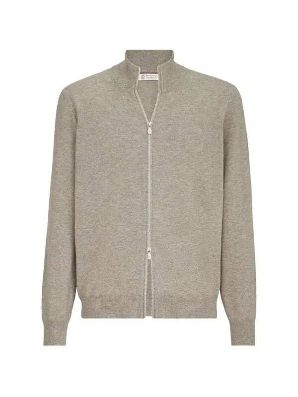Brunello Cucinelli Cashmere Zipped Cardigan - Grey