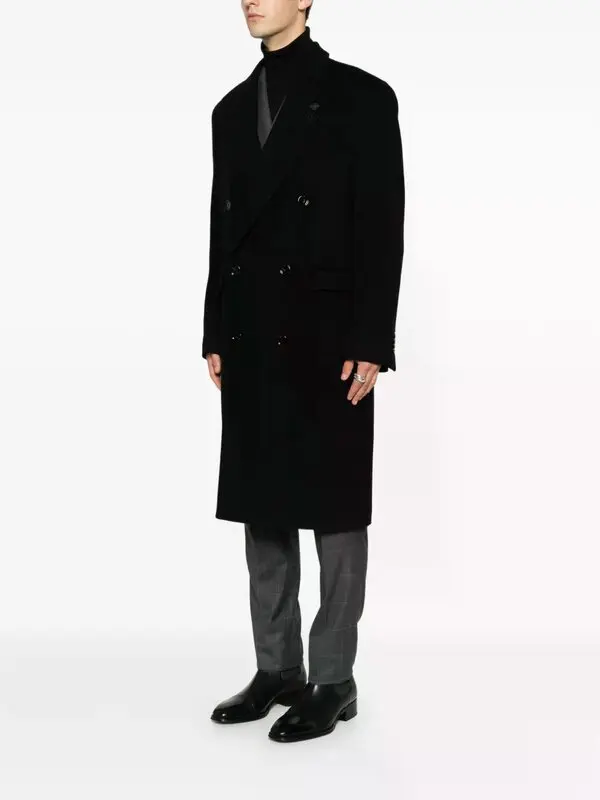 LARDINI Double-breasted Peaked-lapel Coat
