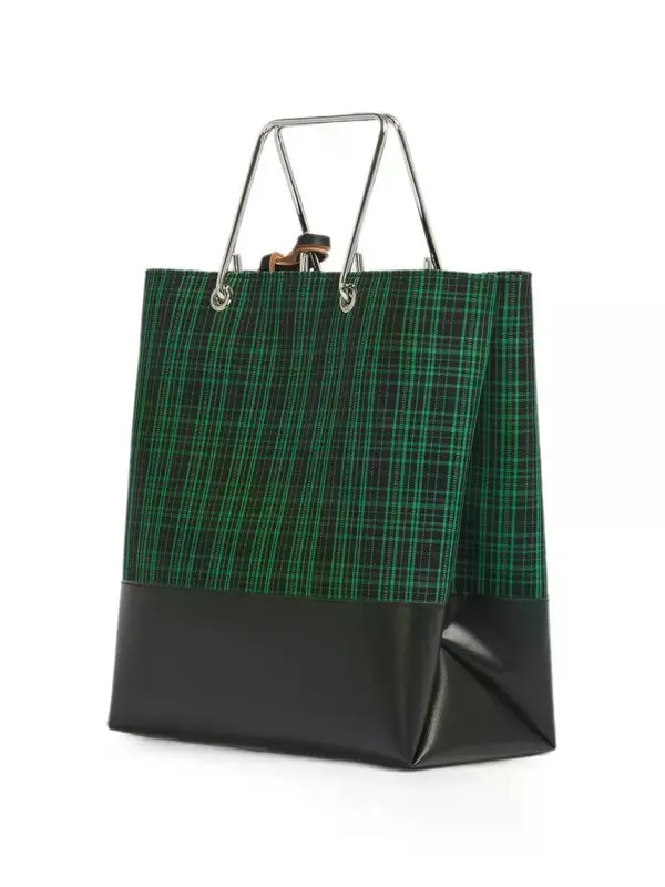Marni Checked Twill Shopper With Metal Handles