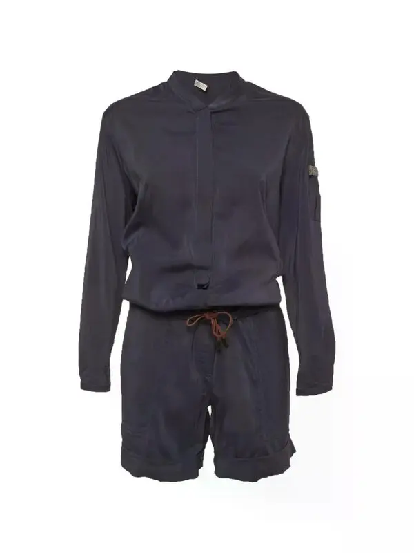 Brunello Cucinelli Monili Detail Long-sleeve Jumpsuit - Blue