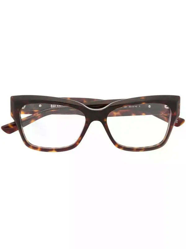 Balenciaga Logo Plaque Tortoiseshell Glasses - Brown