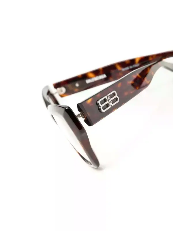 Balenciaga Logo Plaque Tortoiseshell Glasses