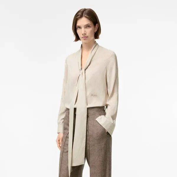 Burberry Striped Silk Scarf Blouse