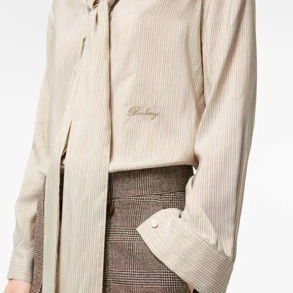 Burberry Striped Silk Scarf Blouse
