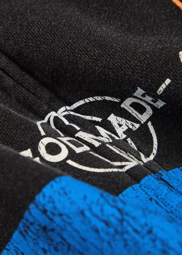 GODMADE Printed Cotton Zip-up Hooded Sweatshirt