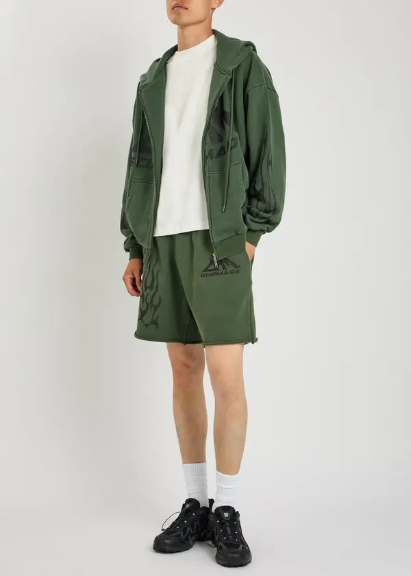 GODMADE Logo-print Zip-up Hooded Cotton Sweatshirt