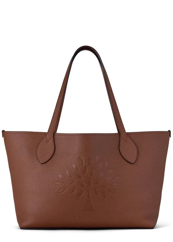 Mulberry Logo Grained Leather Tote Bag - Brown