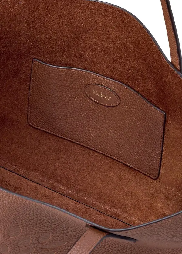 Mulberry Logo Grained Leather Tote Bag - Brown