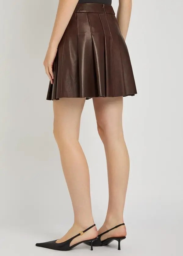 Nour Hammour Pleated Leather Mini Skirt