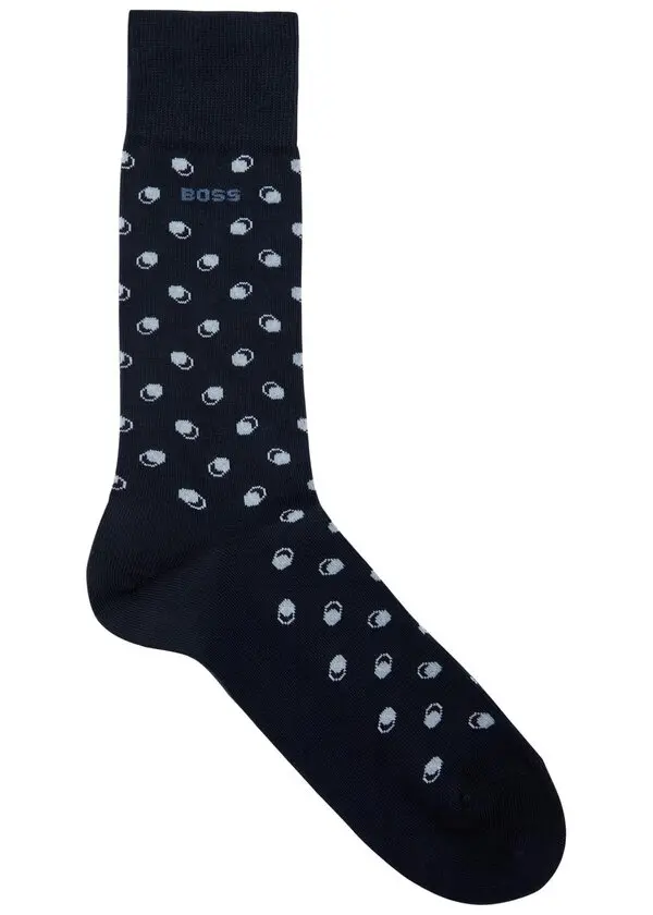 BOSS Cotton-blend Patterned Socks Set Of Two - Navy