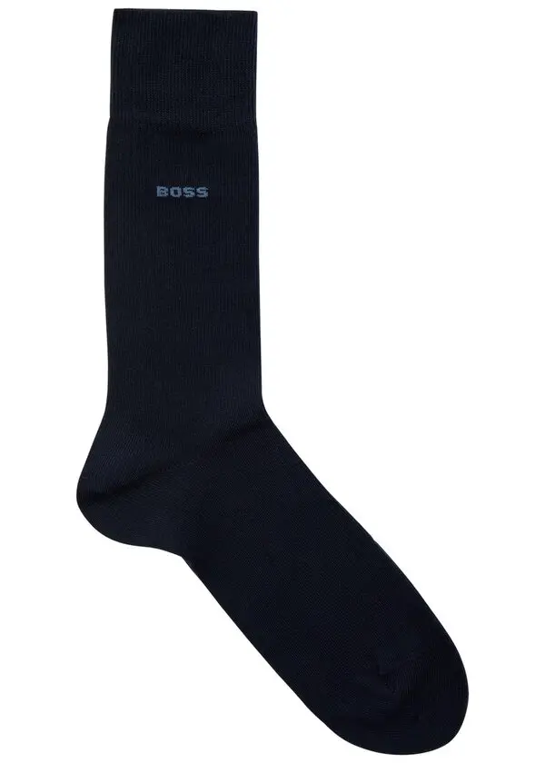 BOSS Cotton-blend Patterned Socks Set Of Two - Navy