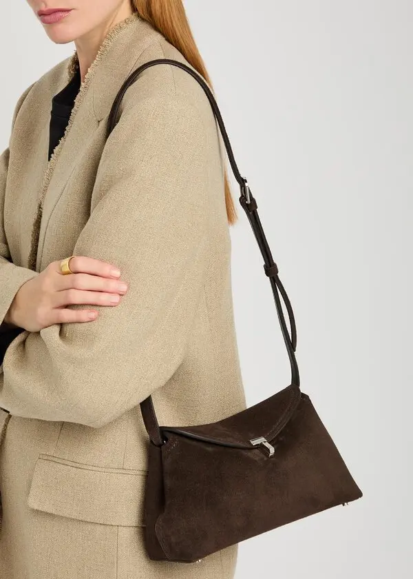 TOTEME T-lock Suede Clutch - Brown