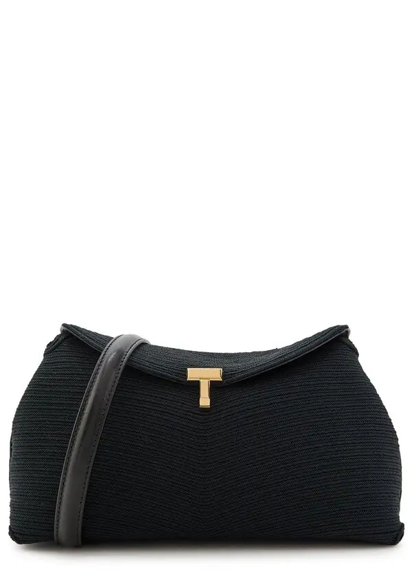 TOTEME T-lock Woven Clutch - Black