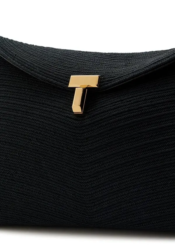 TOTEME T-lock Woven Clutch - Black