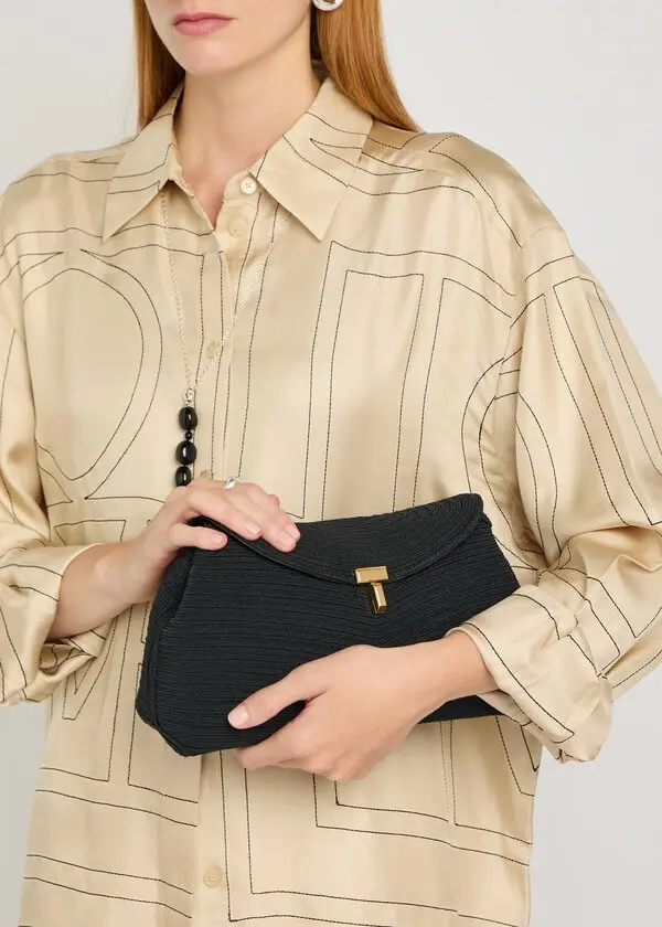 TOTEME T-lock Woven Clutch - Black
