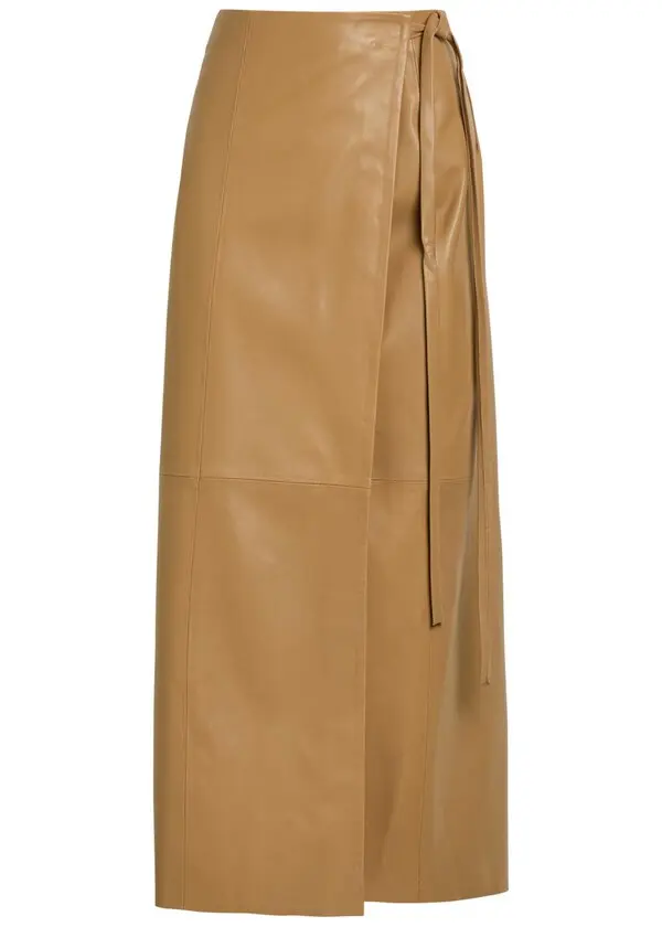 Nour Hammour Leather Maxi Wrap Skirt