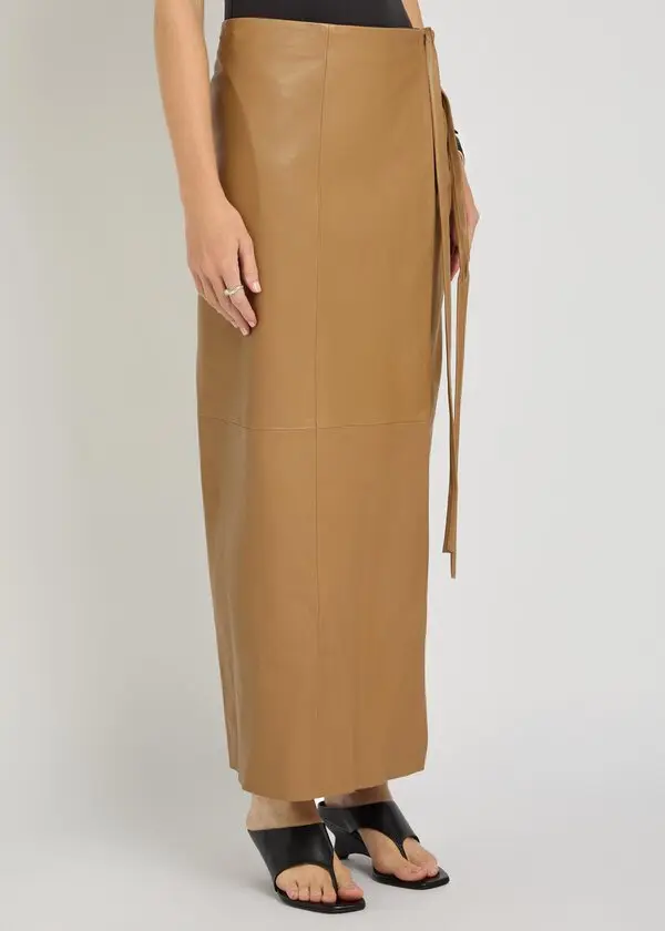 Nour Hammour Leather Maxi Wrap Skirt