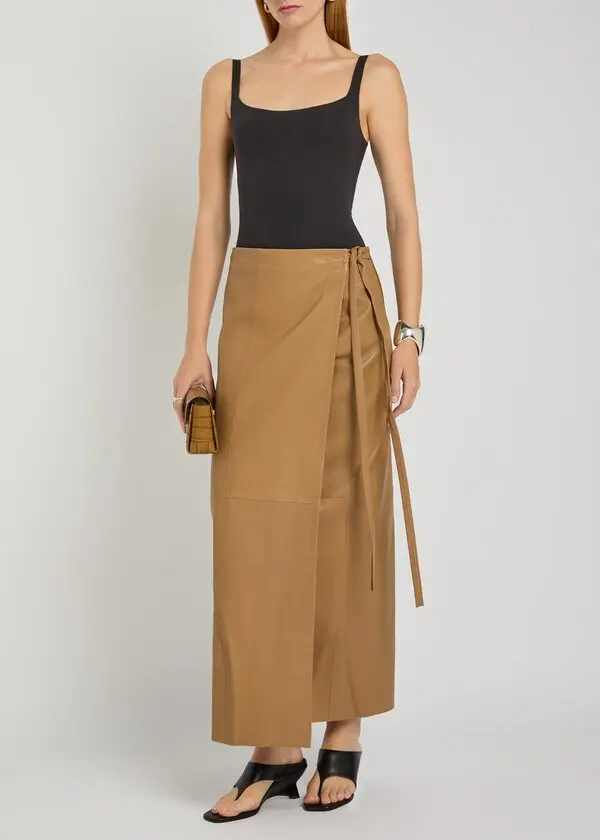Nour Hammour Leather Maxi Wrap Skirt