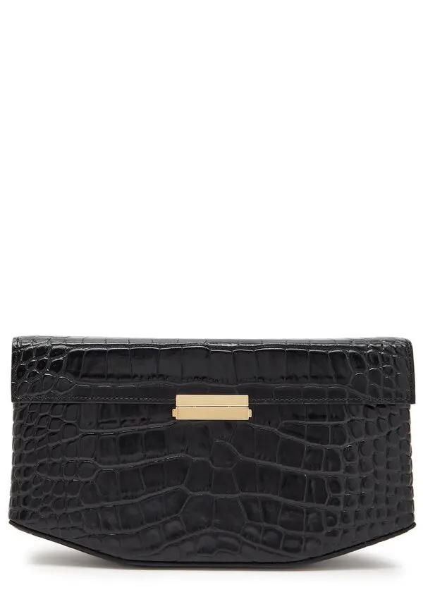 TOTEME Crocodile-embossed Leather Shoulder Bag With Push-lock Fastening