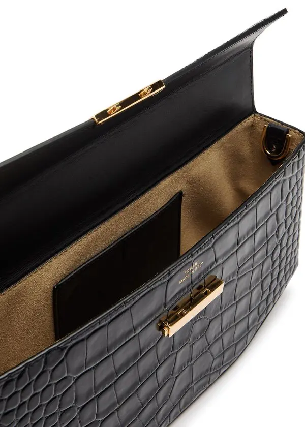 TOTEME Crocodile-embossed Leather Shoulder Bag With Push-lock Fastening