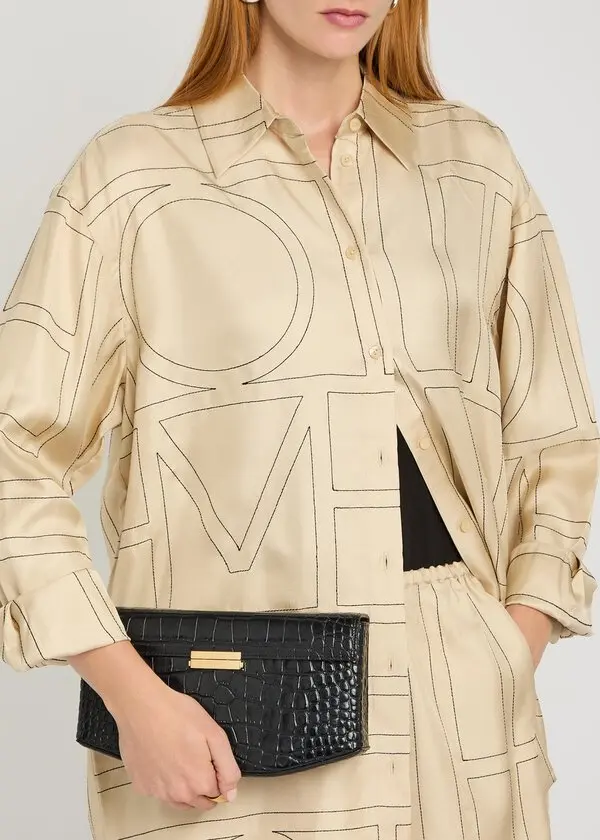 TOTEME Crocodile-embossed Leather Shoulder Bag With Push-lock Fastening